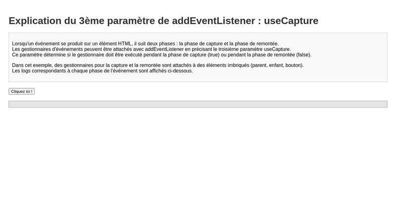 Explication du 3eme paramètre de addEventListener : useCapture