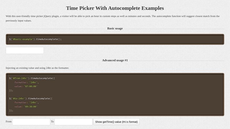 Time Picker With Autocomplete