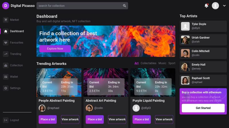 Responsive NFT Dashboard with Tailwind CSS