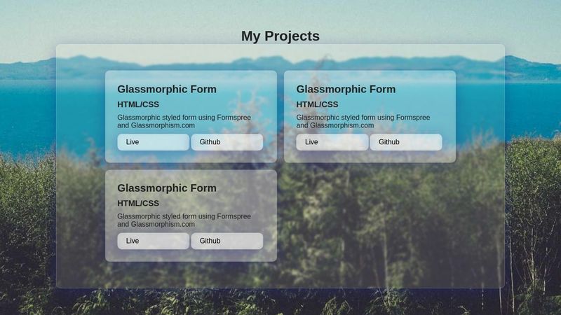 Glassmorphic Project Cards