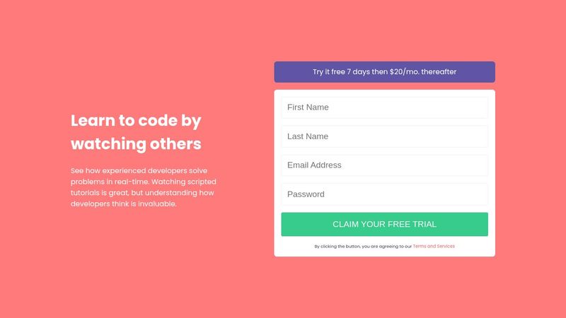 Intro component with sign up form