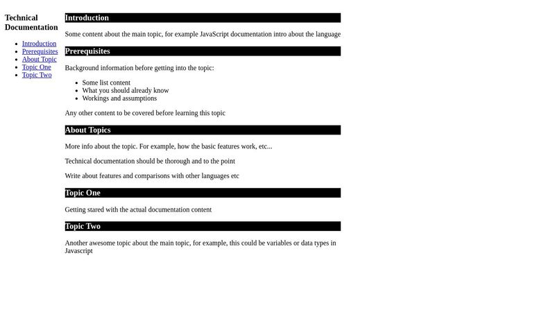 Exercise: Technical Documentation Page