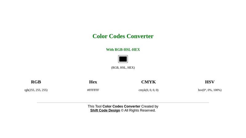 Color Codes Converter With RGB-HSL-HEX