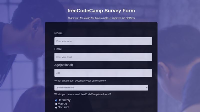 freeCodeCamp Survey Form