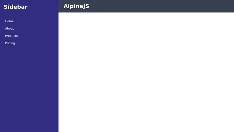 Side navigation Tailwind css and Alpine js