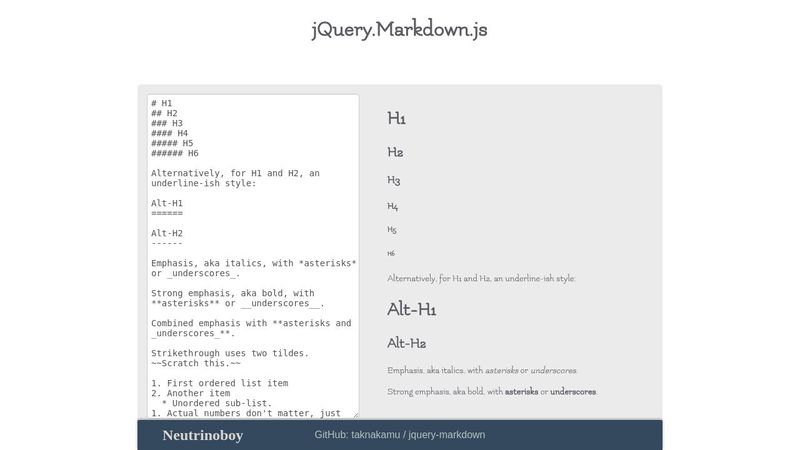 jQuery.Markdown.js