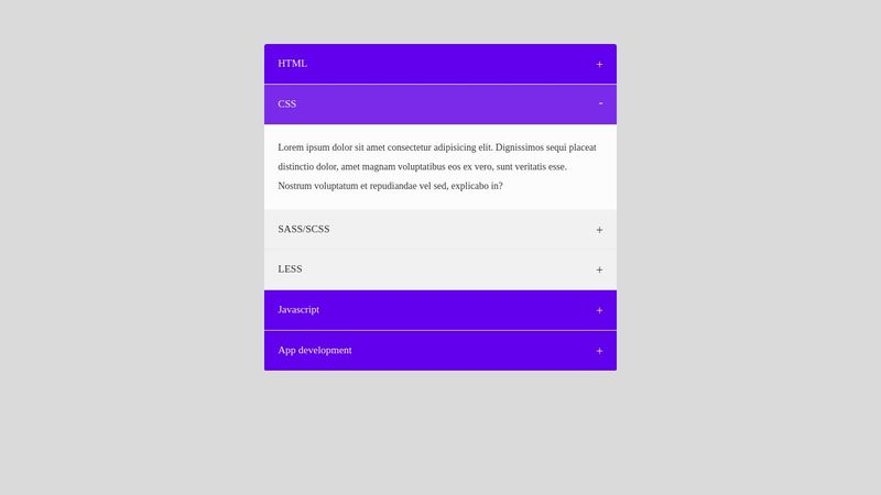 Codelessly nested accordion