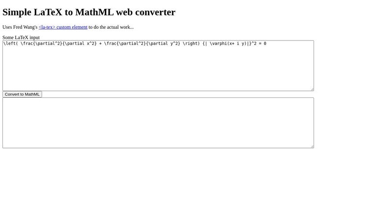 LaTeX to MathML simple Web Converter