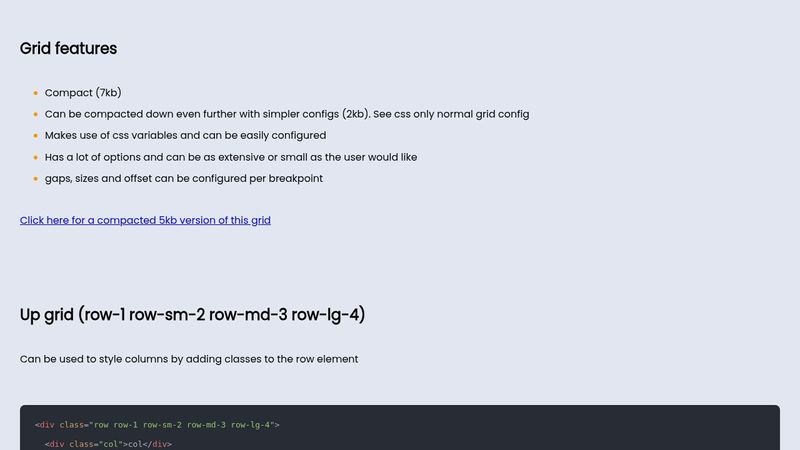 Compact 7kb grid system using css variables