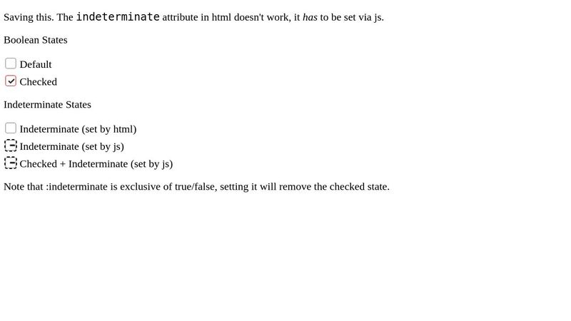 indeterminate checkboxes
