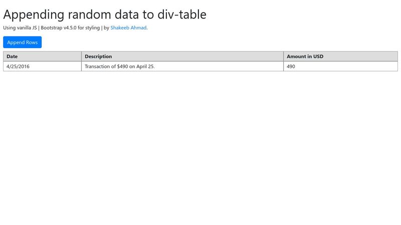 Appending rows dynamically to div-table