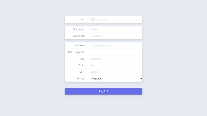 Stripe js v3 payment form