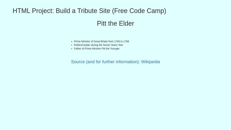 HTML Project: Build a Tribute Page (Free Code Camp)