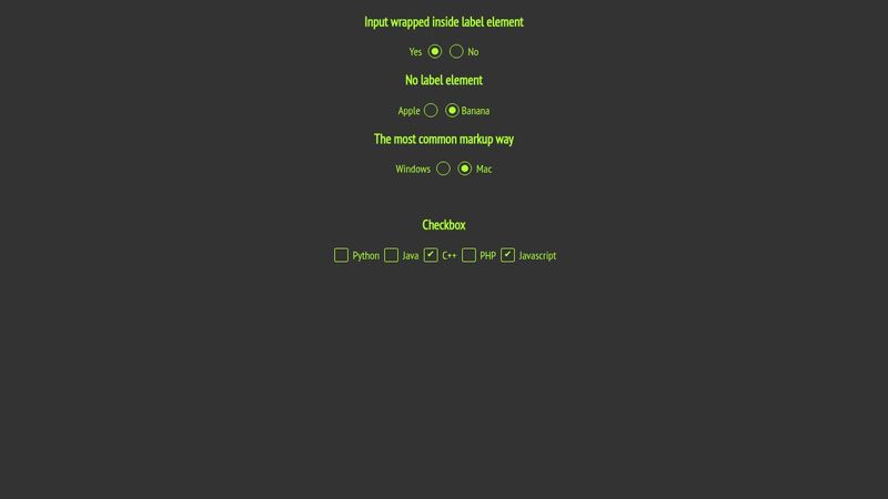 Pure CSS Radio buttons and Checkbox