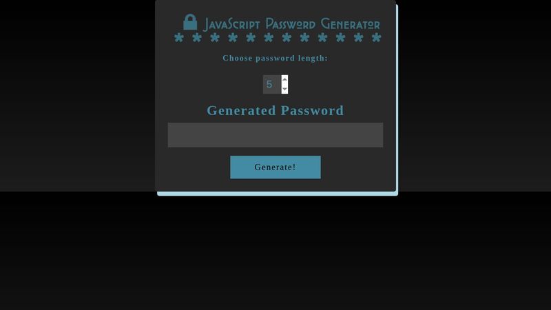 JavaScript Password Generator