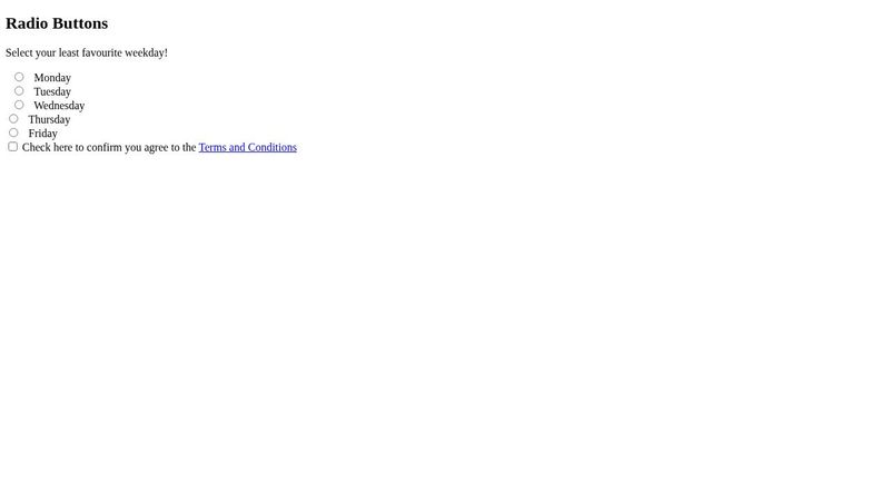 Activity 10 - Form Radio Buttons