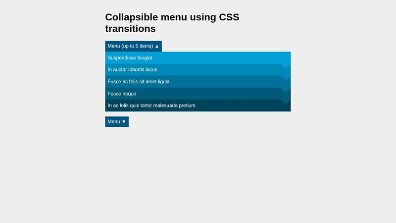 Collapsible menu using CSS transitions