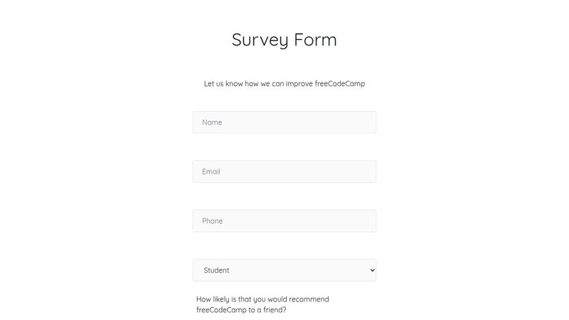 Survey Form, Responsive Web Design Projects - FCC