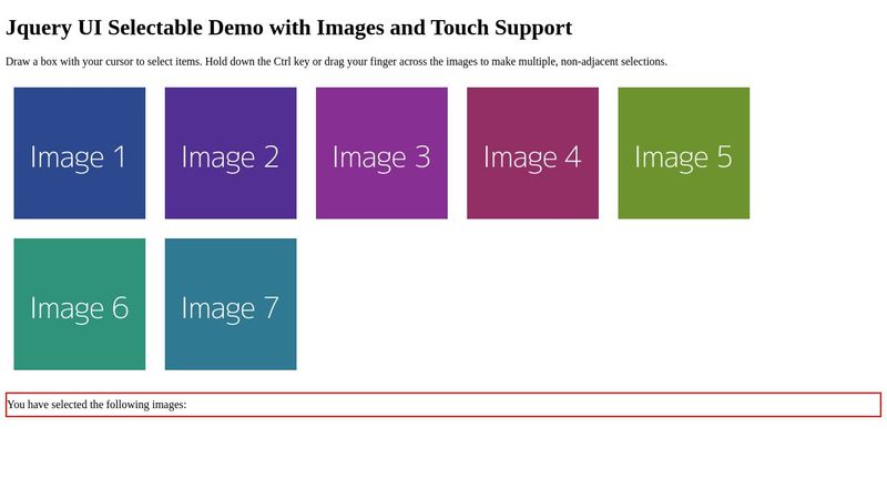 jQuery UI Selectable Demo with Images and Touch Support