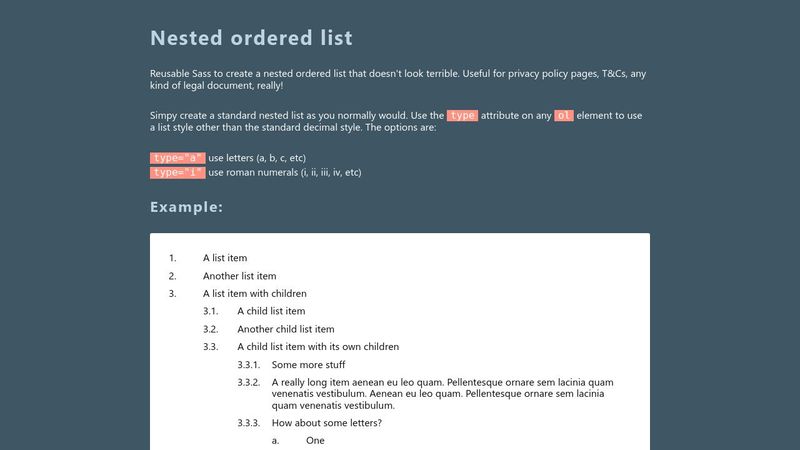 Nested ordered list