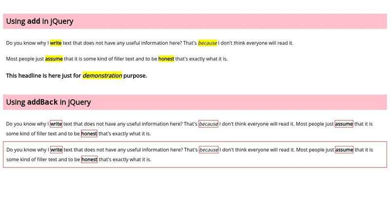 add and addBack in jQuery