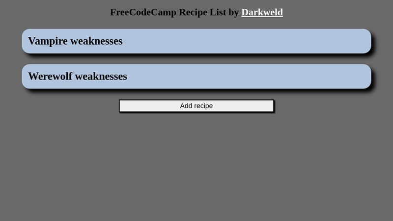 React "Build a Recipe Box" FreeCodeCamp Project