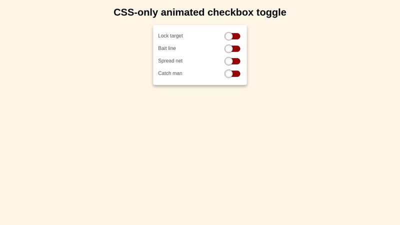 CSS-only animated checkbox toggle