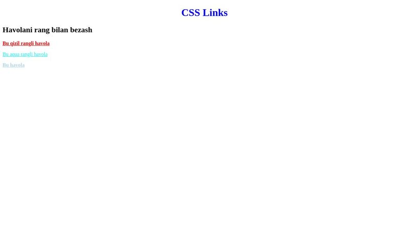 CSS Links mashg'ulot