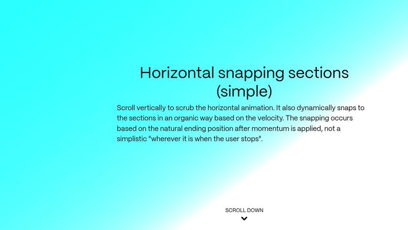 Horizontal snapping sections (simple) - ScrollTrigger
