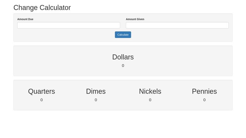 jQuery Change Calculator