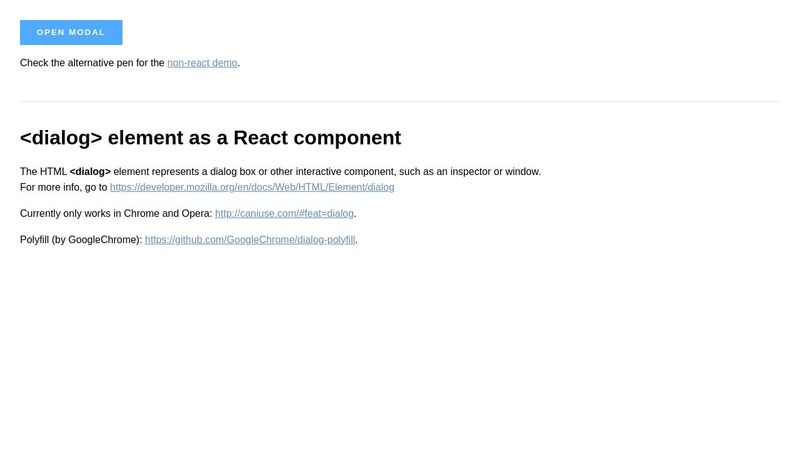 Dialog element - React component
