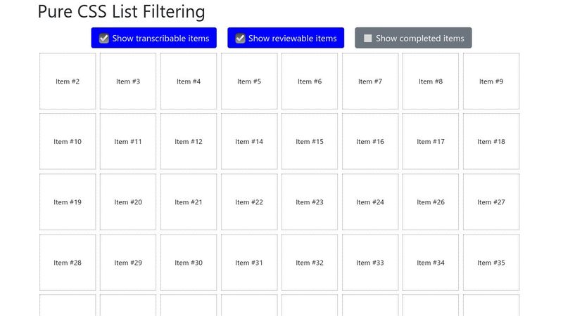 Pure CSS list filtering