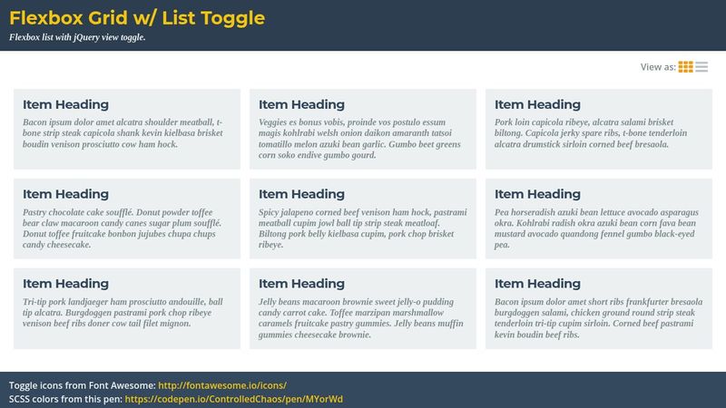 Flexbox Grid w/ List Toggle