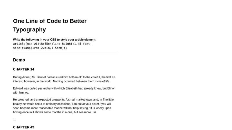 One Line of Code to Better Typography