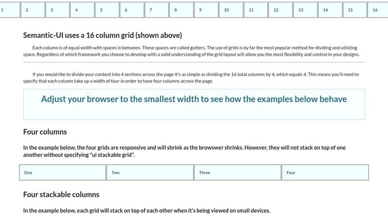 Semantic-UI Grid Layouts