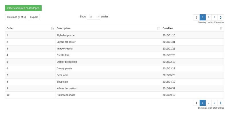 dataTables buttons and bootstrap 3