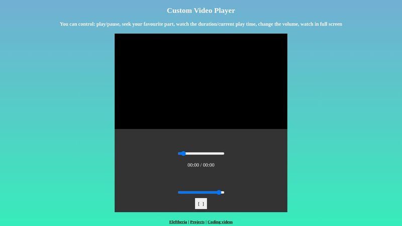 Video Full Screen Toggle Custom Player Controls