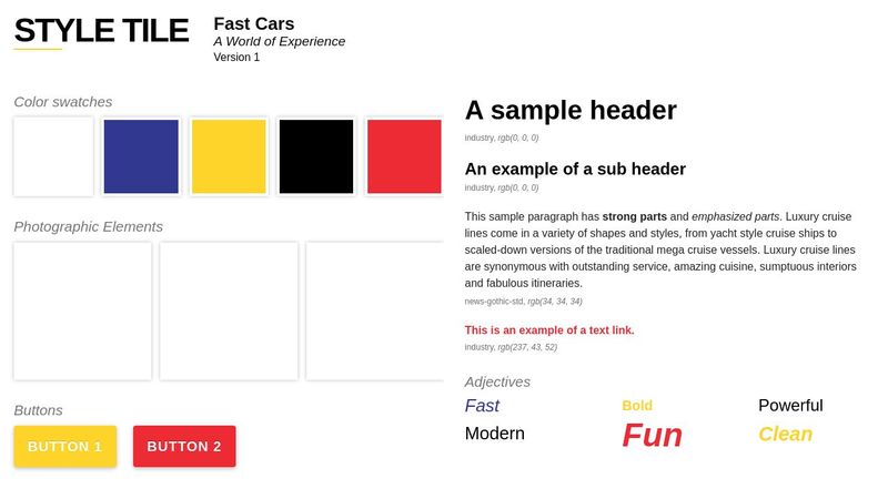 Style tiles with SCSS - Fast Cars