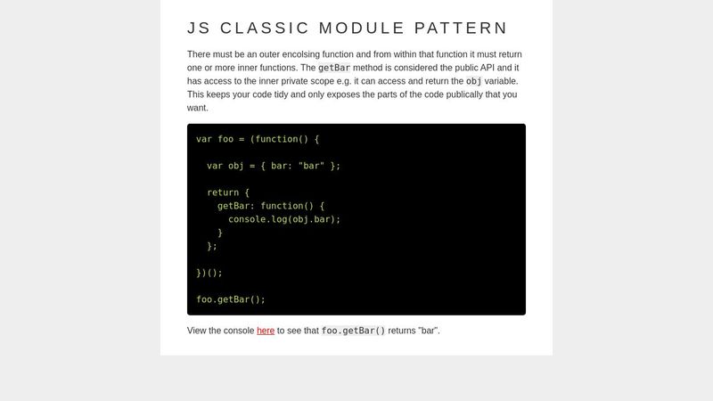 JS Classic Module Pattern