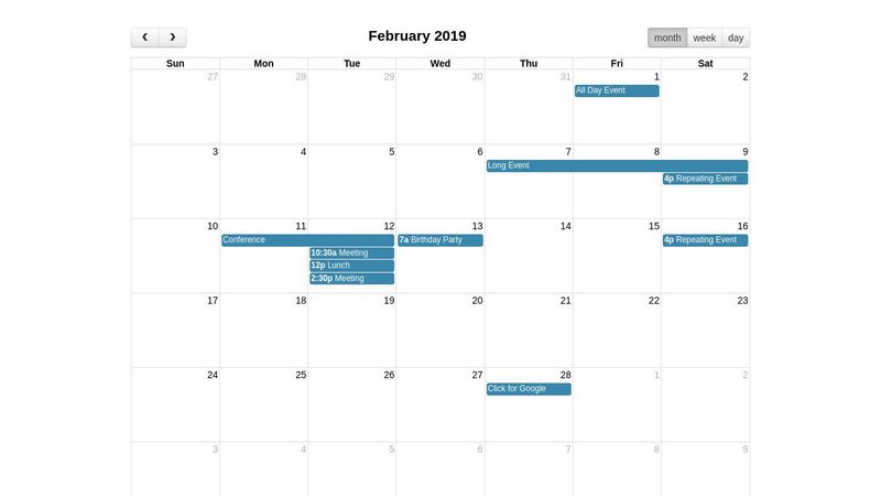 FullCalendar Template