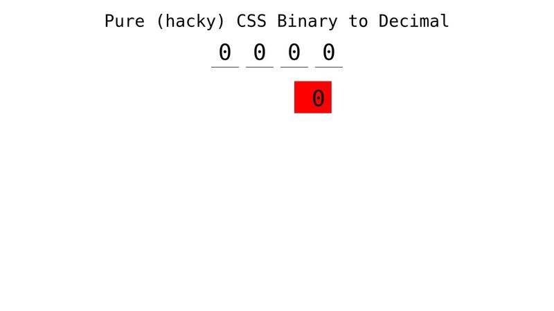 Pure CSS Binary to Decimal Converter