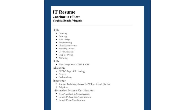 A simple HTML Resume