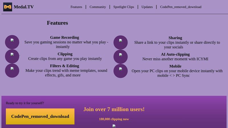 Medal.TV product landing page