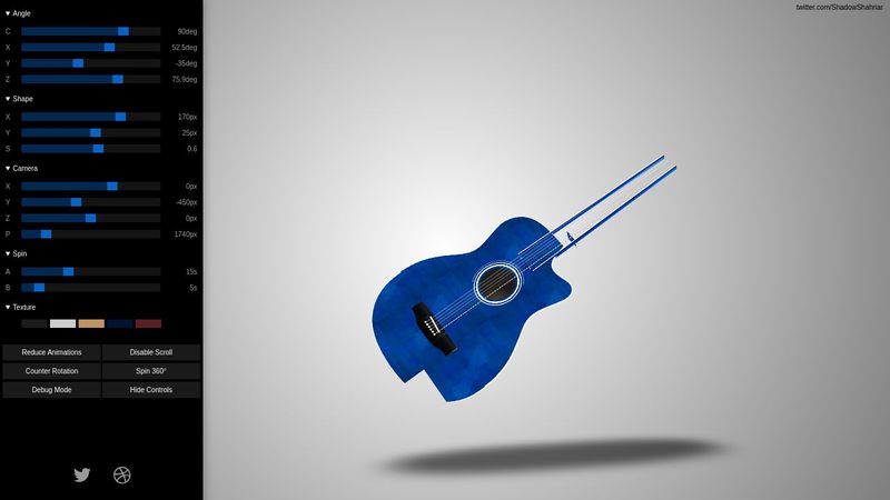 CSS 3D Guitar with 5 texture variation 🎸