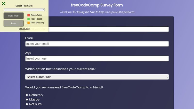 freeCodeCamp - Build a Survey Form
