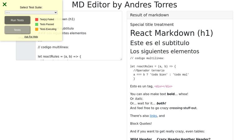 FCC: Build a Markdown Previewer
