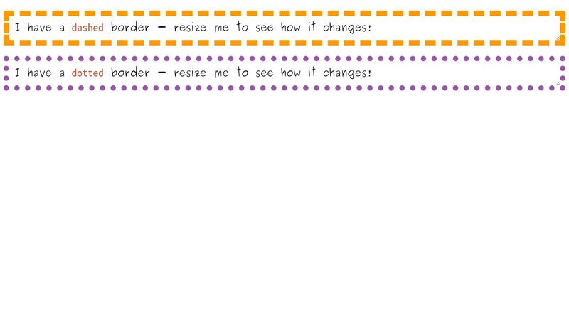 Default CSS dashed and dotted borders