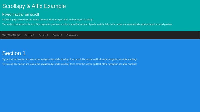 Bootstrap Scrollspy & Affix With Smooth Scroll Example