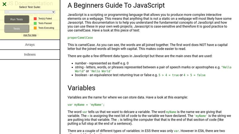 JS Beginner Documentation