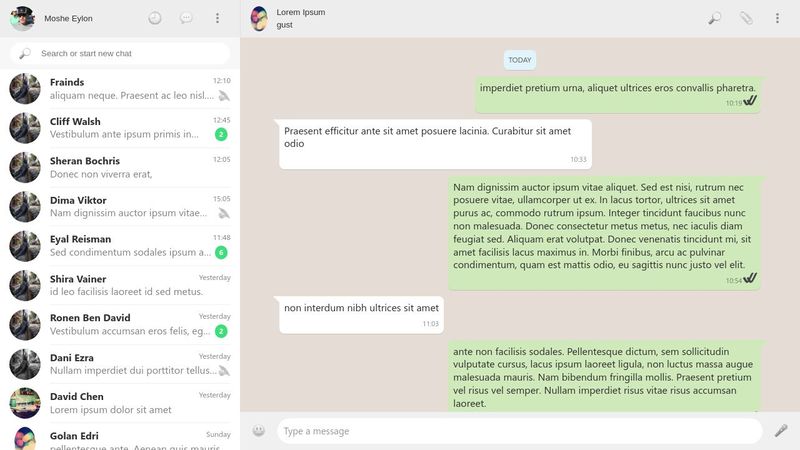 WhatsApp Web CSS Demo